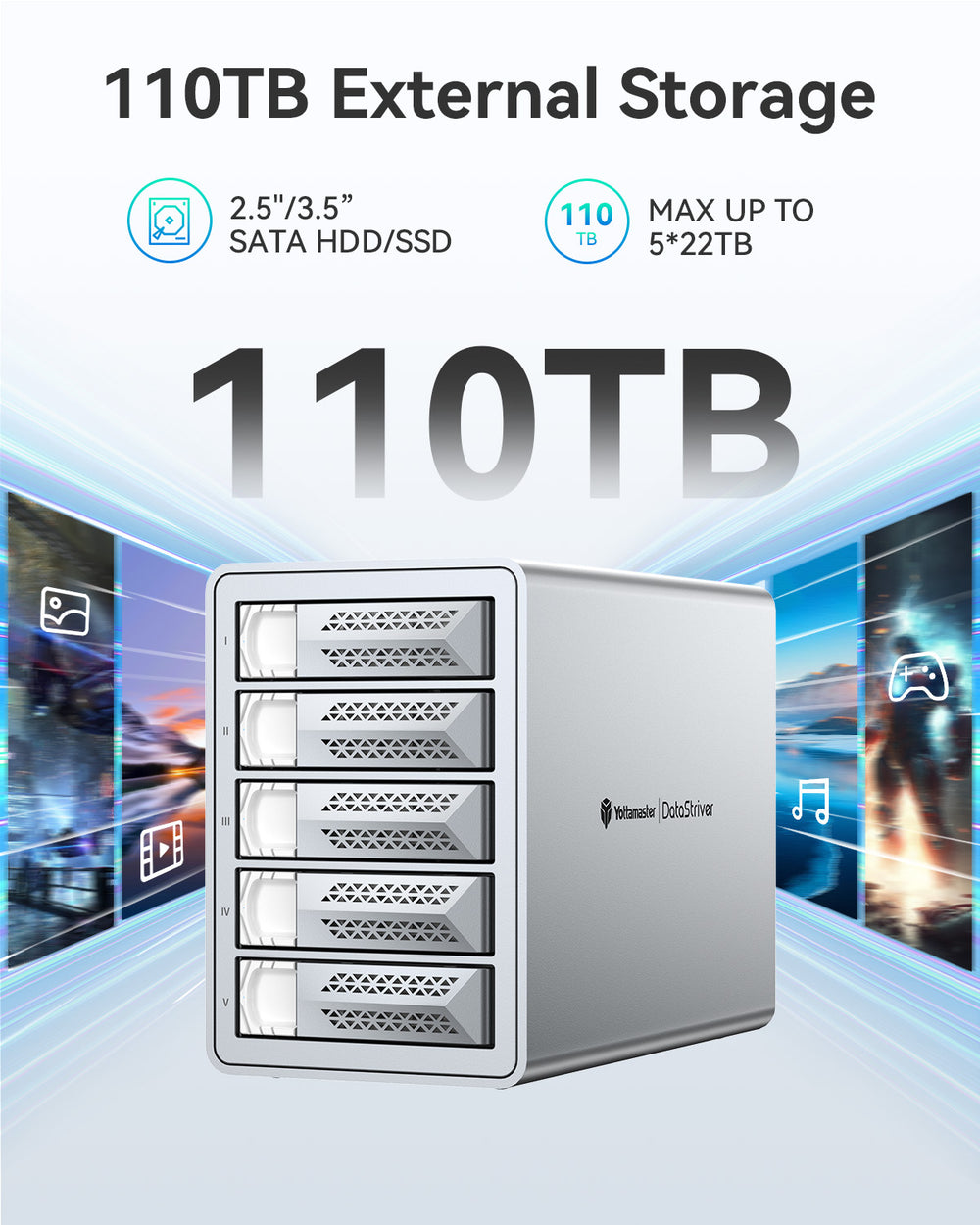 Yottamaster VN500C3 5-Bay External Hard Drive Enclosure (Up to 330TB,