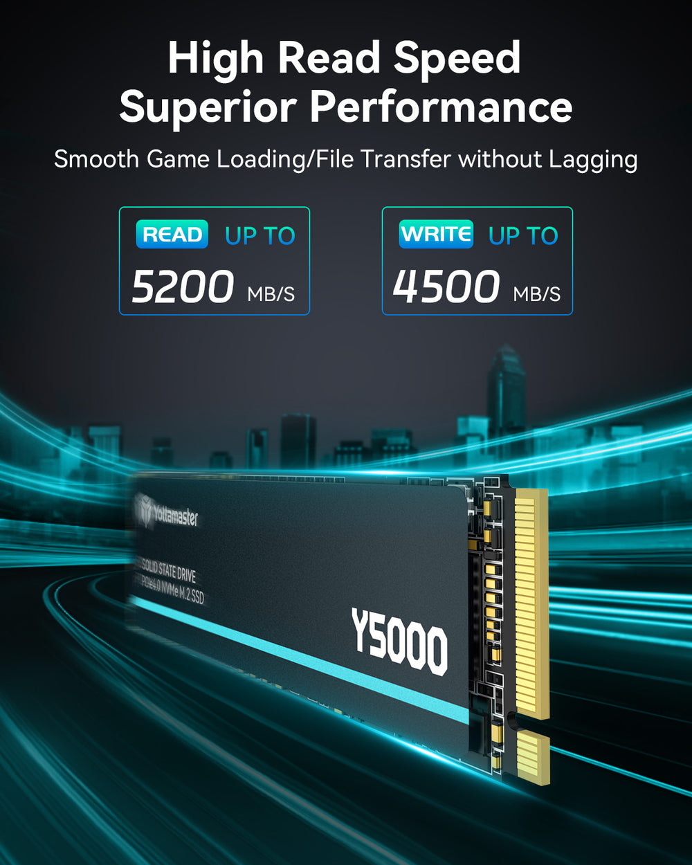 Yottamaster Y5000 2TB PCIe Gen4 NVMe M.2 SSD (Up to 5000MB/s)