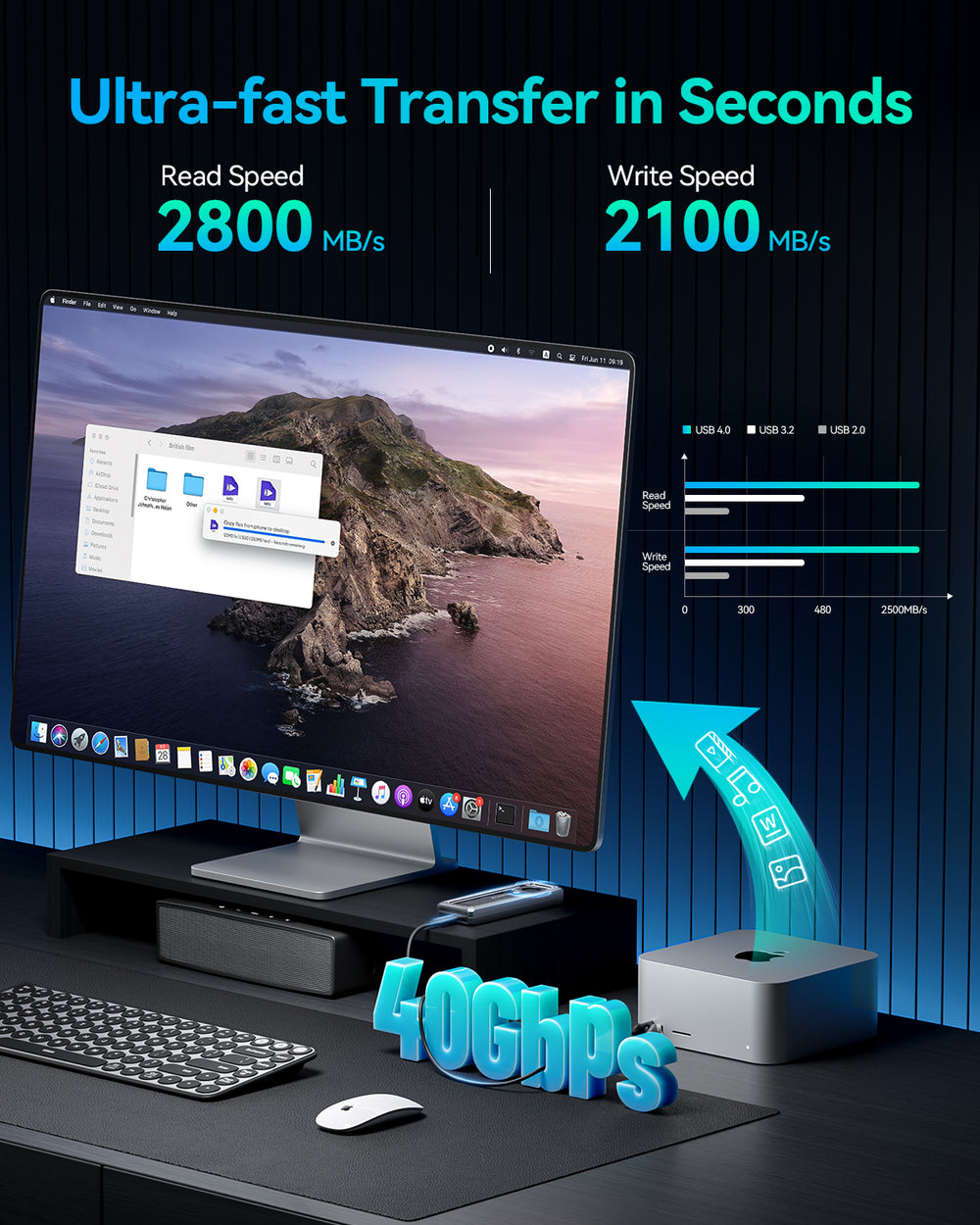 Yottamaster YACOM2 40Gbps USB4 M.2 NVMe SSD Enclosure with Cooling Fan