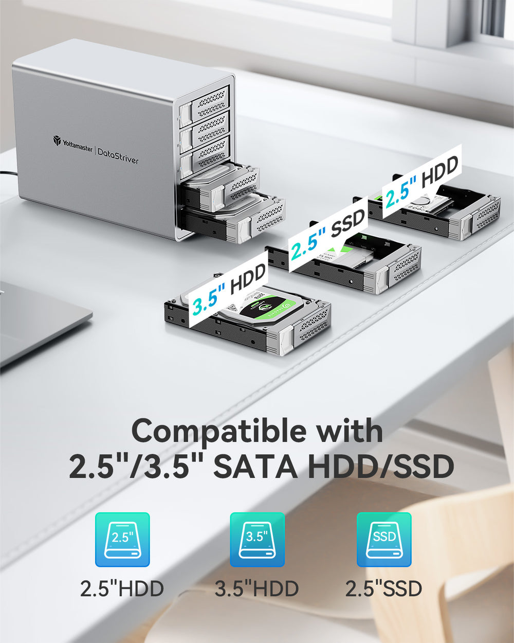 Yottamaster VN500C3 5-Bay External Hard Drive Enclosure (Up to 330TB,