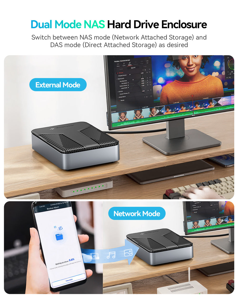 Yottamaster DM1 NAS Enclosure for 2.5" SATA HDD/SSD (Personal Cloud, U