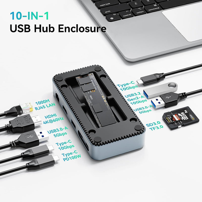 Yottamaster YM2P9 10-in-1 USB-C Hub with SSD Enclosure