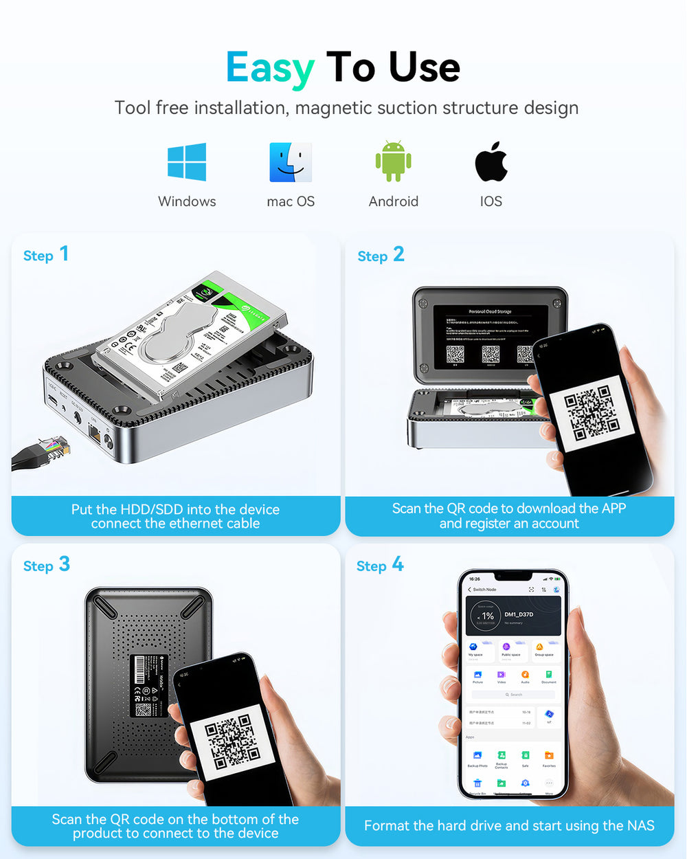 Yottamaster DM1 NAS Enclosure for 2.5" SATA HDD/SSD (Personal Cloud, U