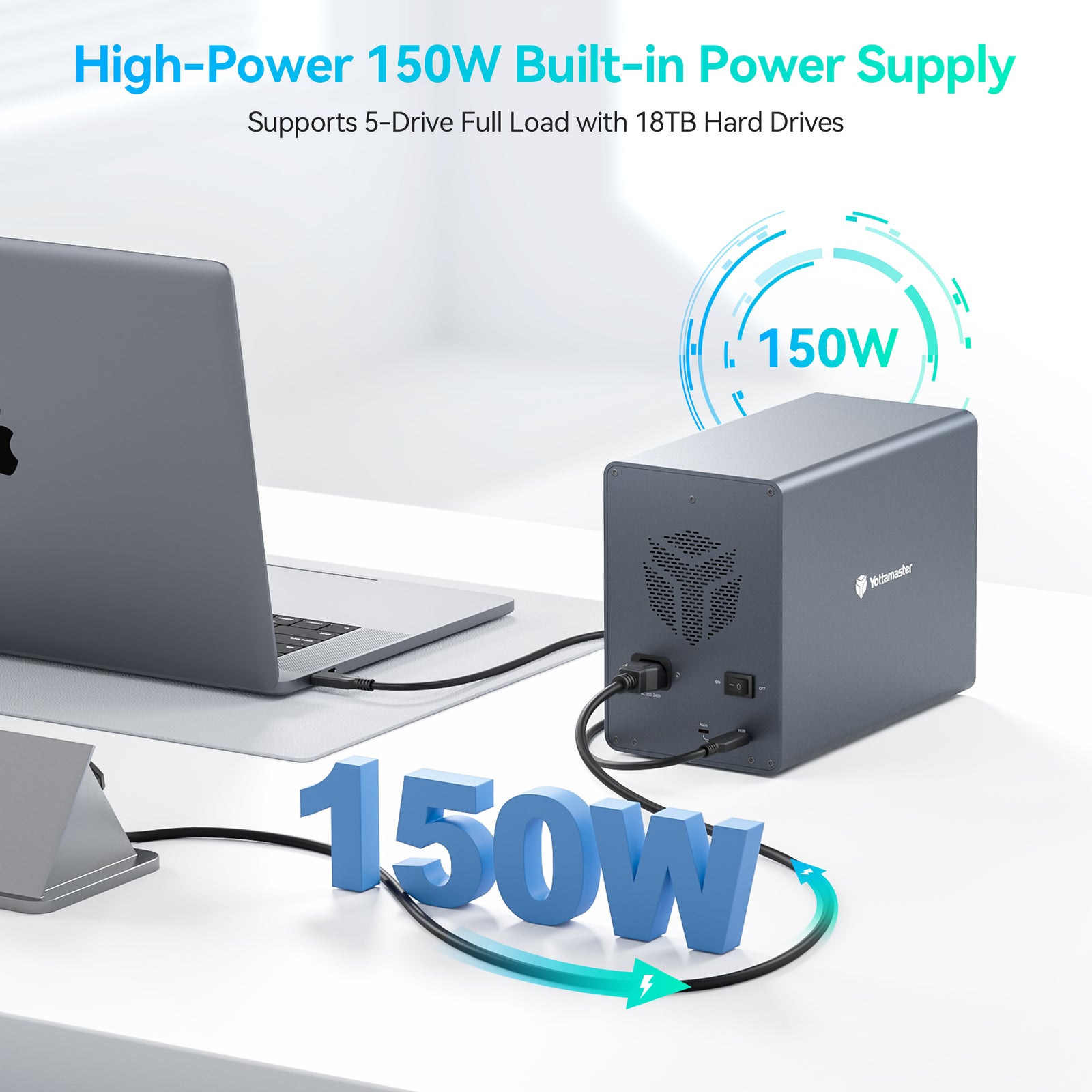 Yottamaster Y-Focus 5 Bay USB C Daisy Chain 270TB Monster Capacity Hard ...